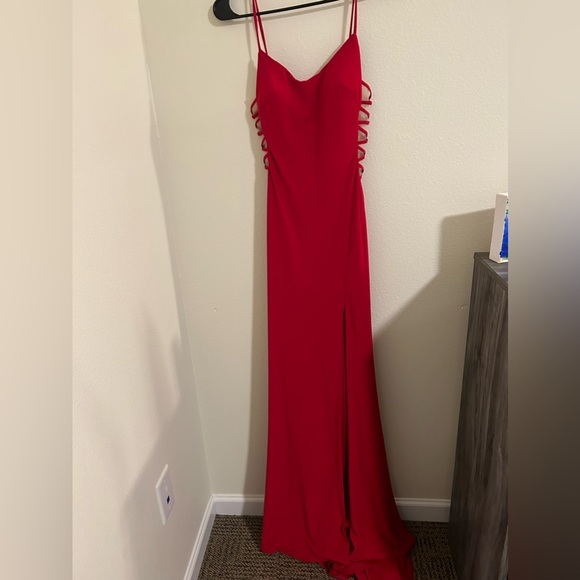 Dresses | Its A Long Red Dress With A Slit On One Side And Mesh On Both ...